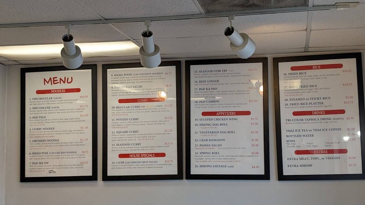 Menu at Plia's Kitchen restaurant, Green Bay