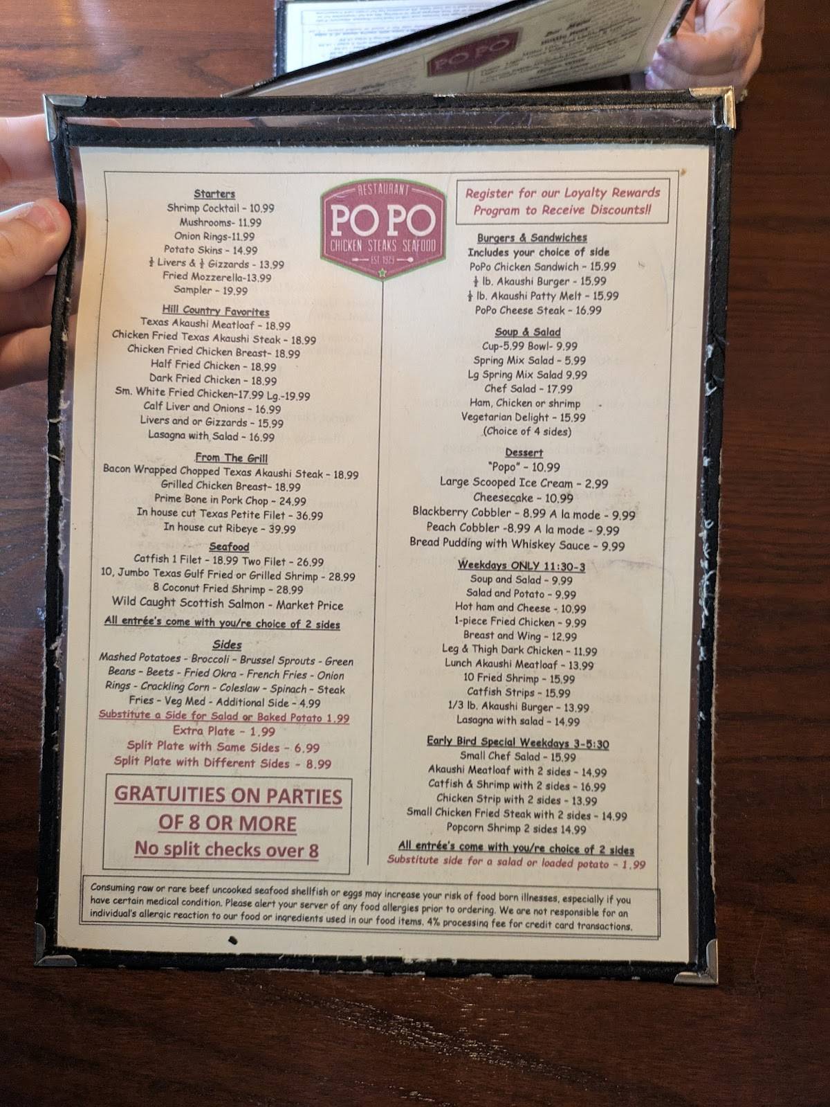 Menu at PoPo Family Restaurant, Boerne