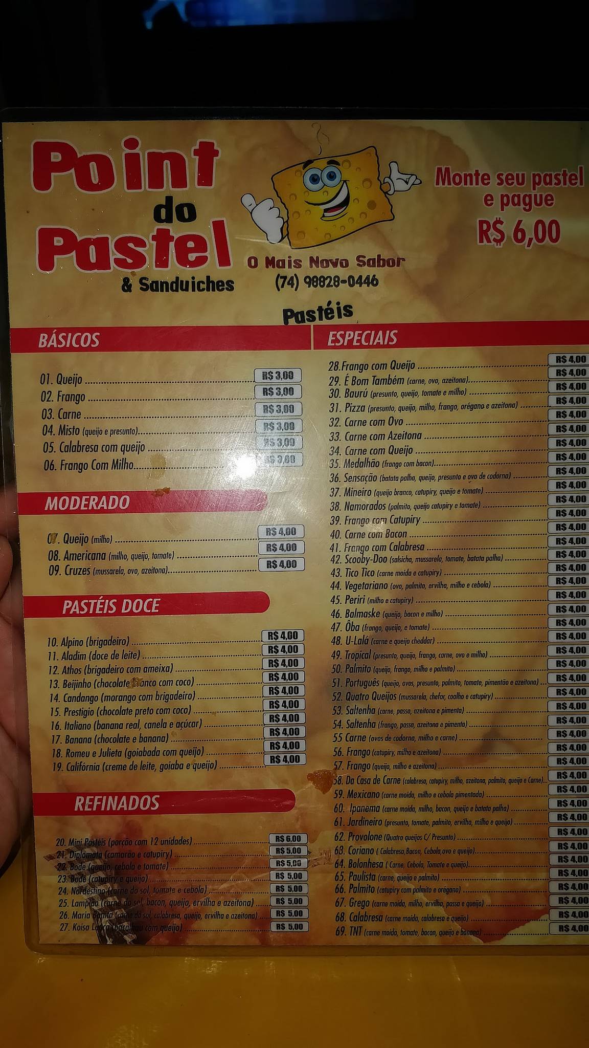 Menu at Point do Pastel & Sanduíches, Juazeiro
