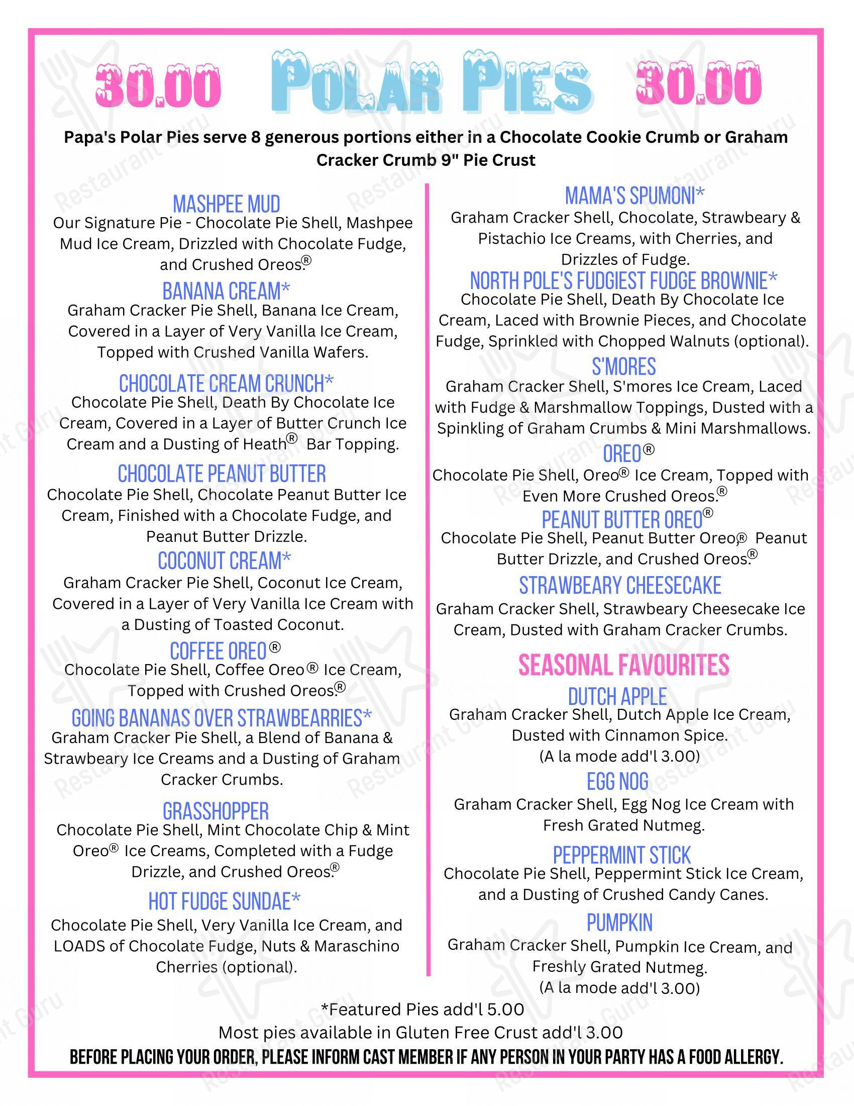 Menu at Polar Cave Ice Cream Parlour desserts, Mashpee