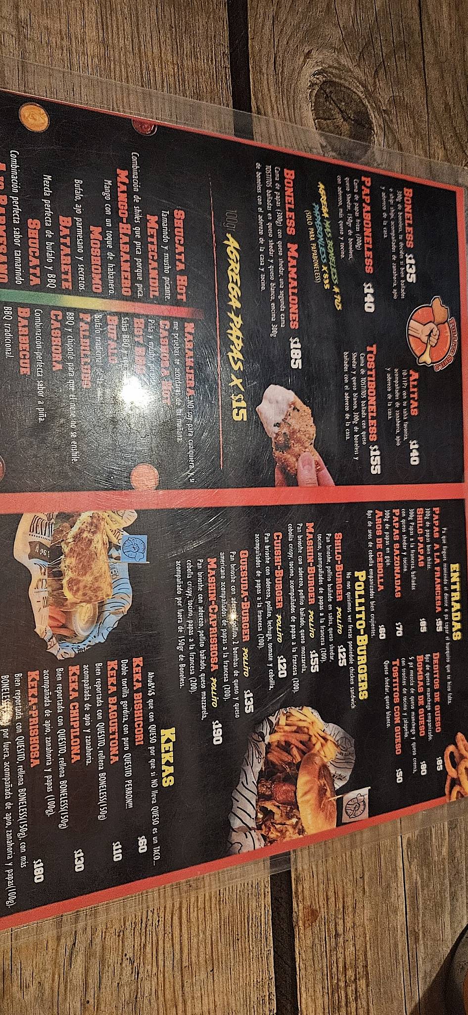 Carta del restaurante Pollito Shilo, Hermosillo
