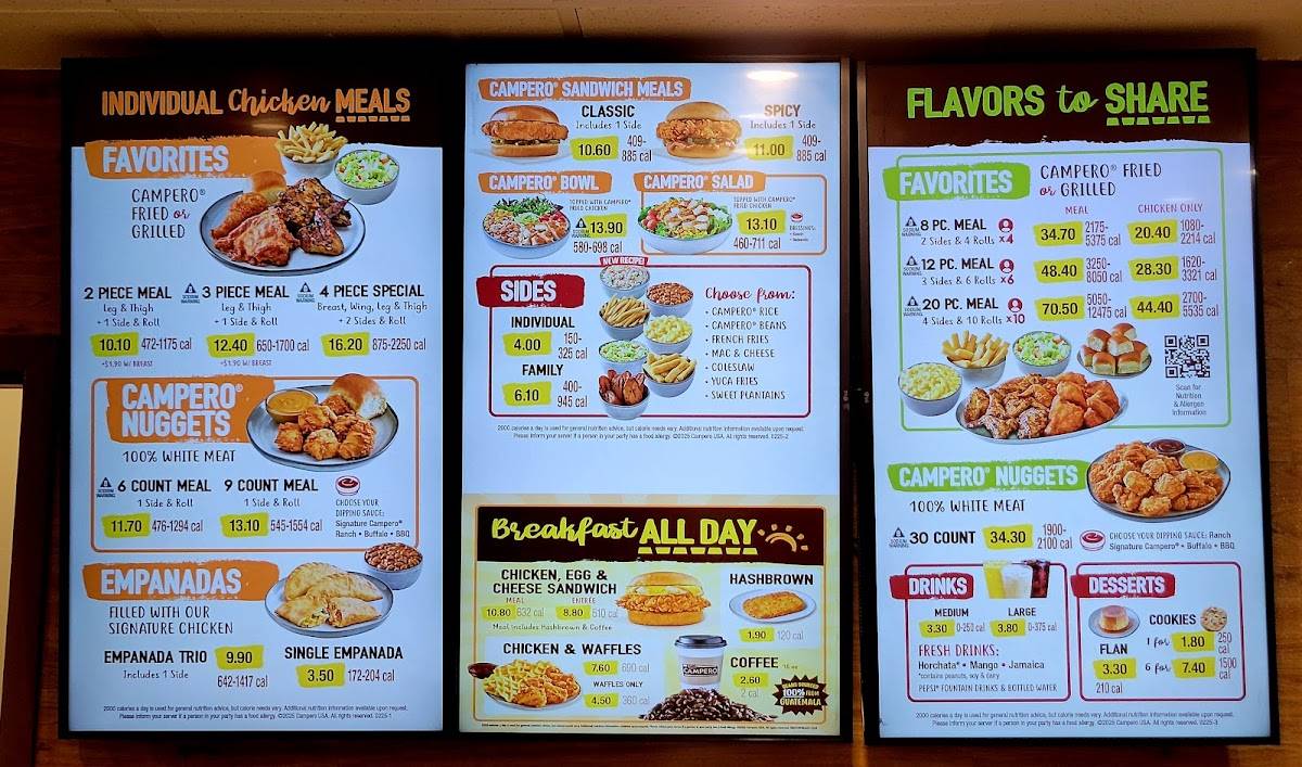 Menu at Pollo Campero restaurant, West New York, 714 Lexington Ave