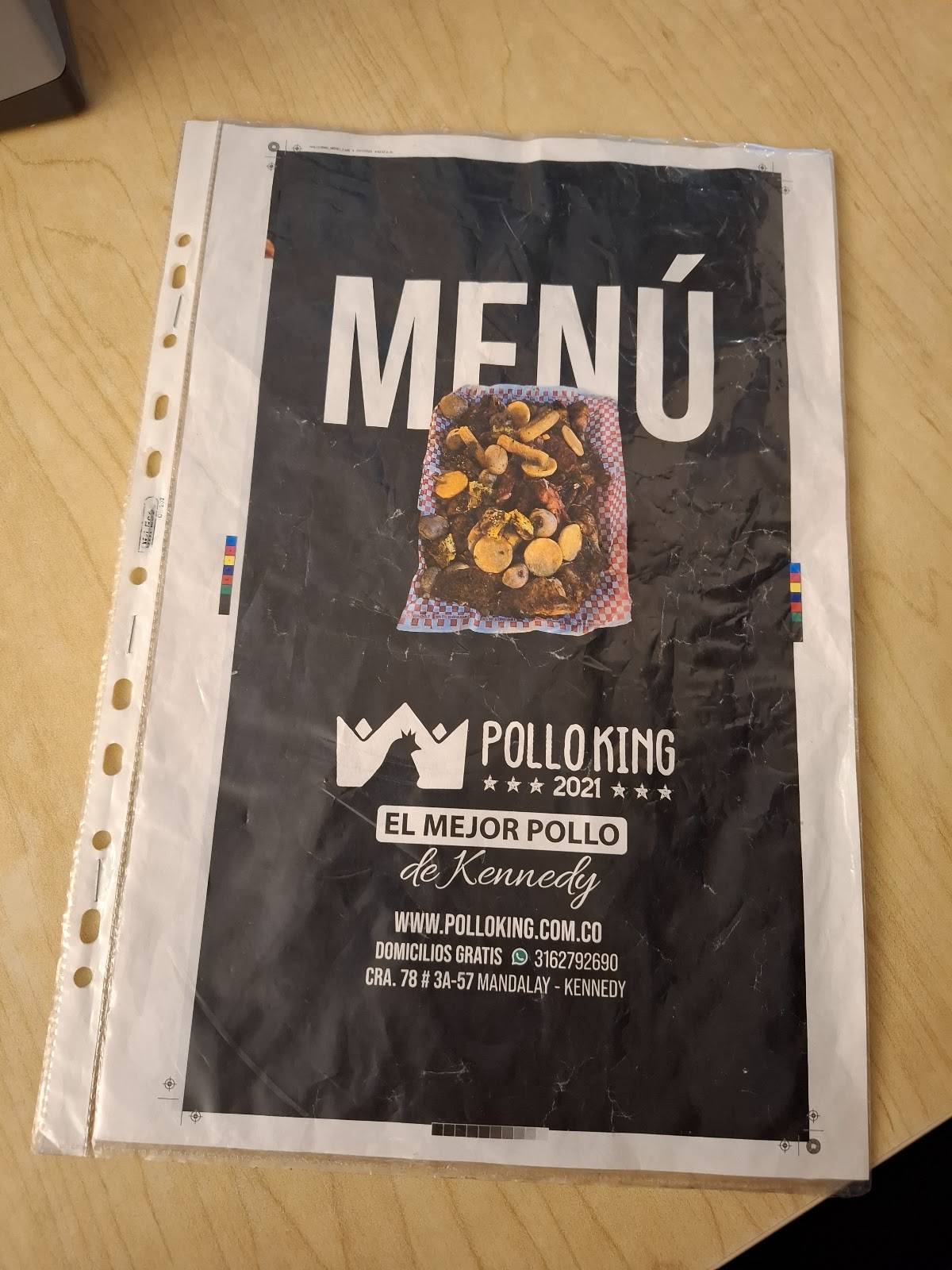 Carta del restaurante Pollo King, Bogotá