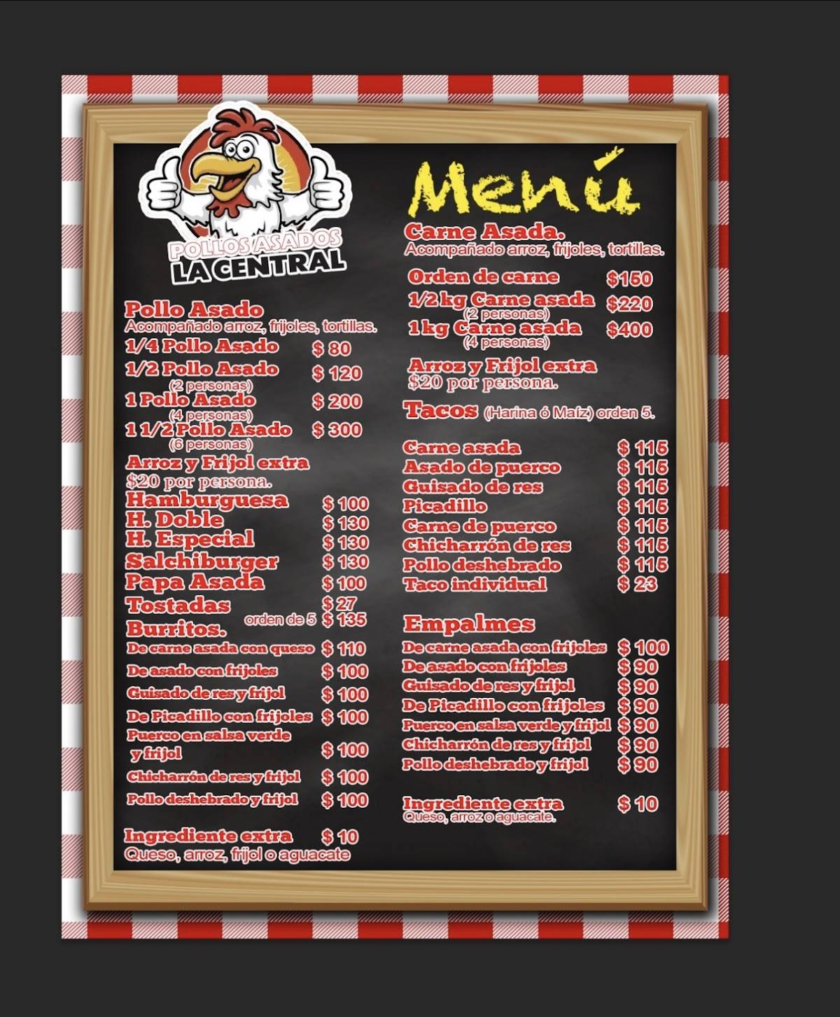 Carta del restaurante Pollos Asados La Central - EL TIKO, Montemorelos