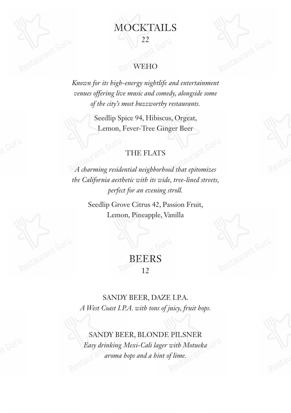 Menu at Polo Lounge restaurant, Beverly Hills
