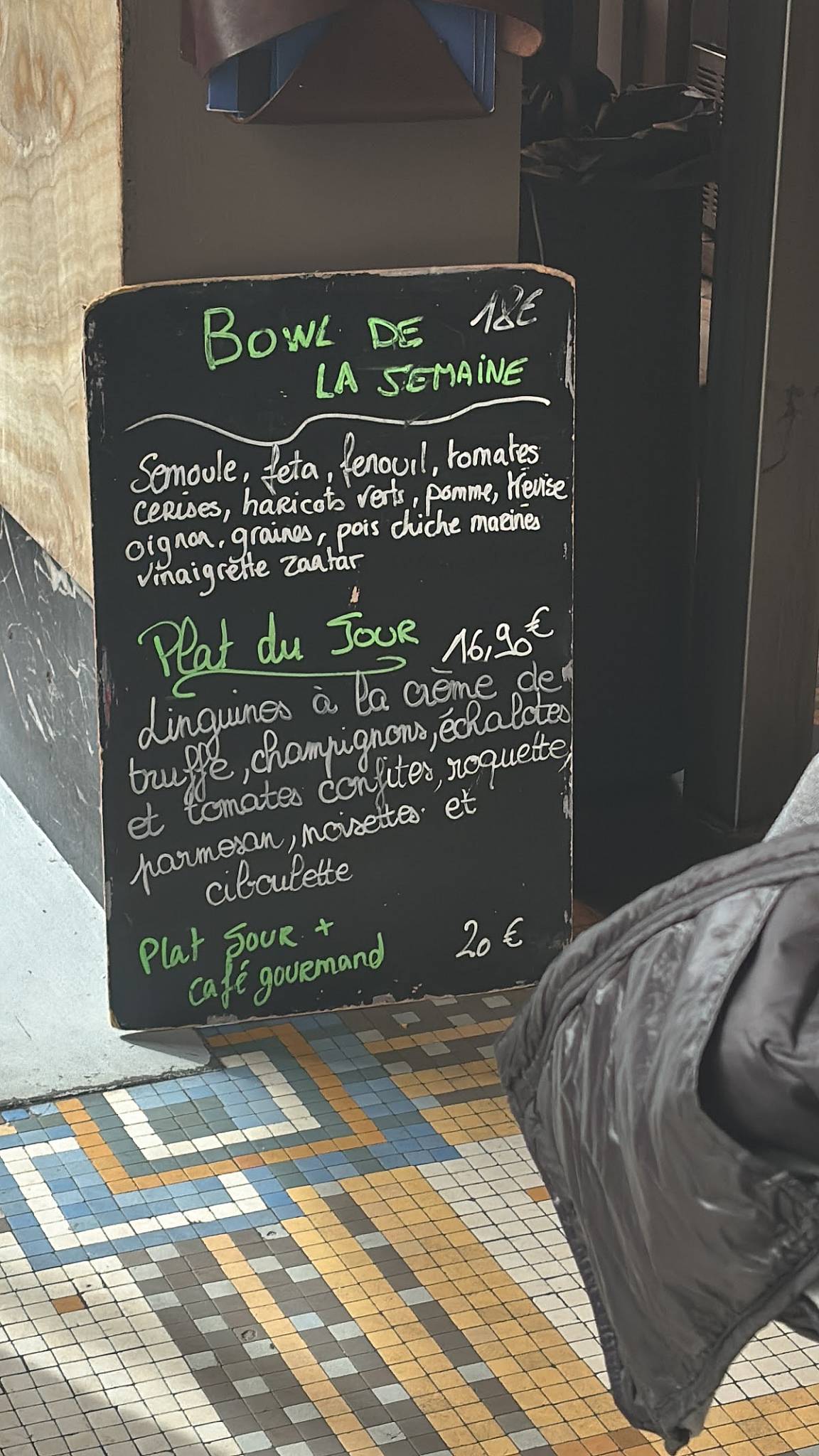 Menu au Poni restaurant, Paris