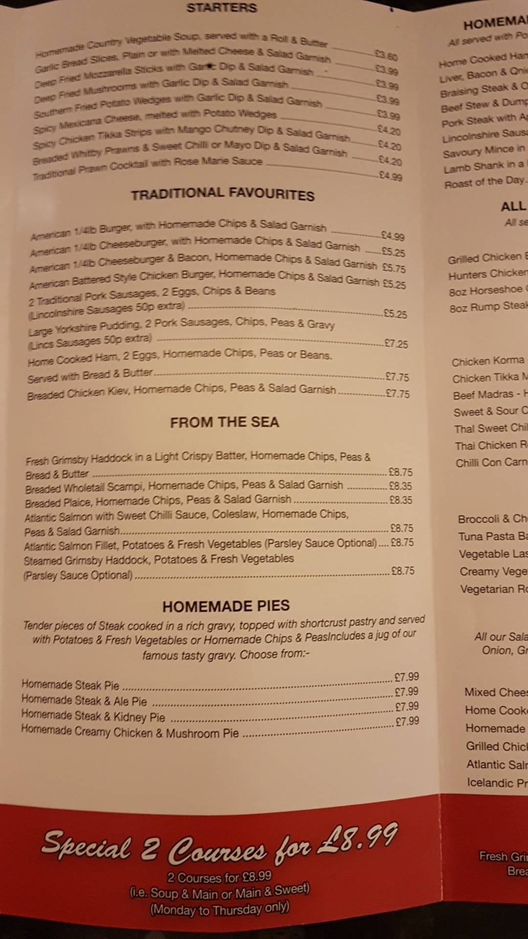 Menu at Poppy's Restaurant, Skegness