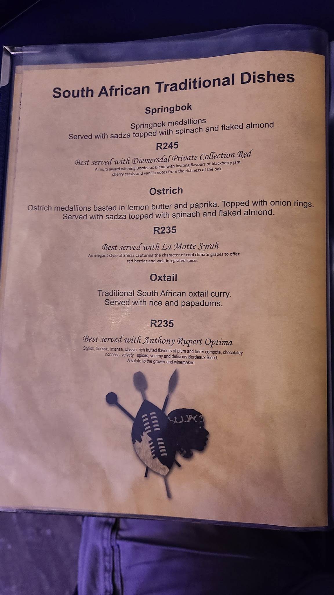 Menu at The Coachman Restaurant, Port Elizabeth, Brookes on the bay