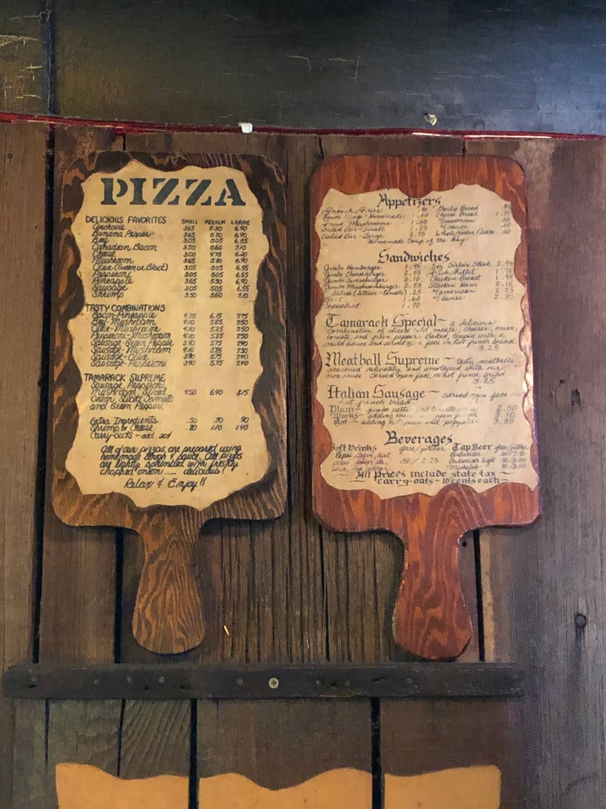 Menu at Tamarack Pizza pizzeria, Portage
