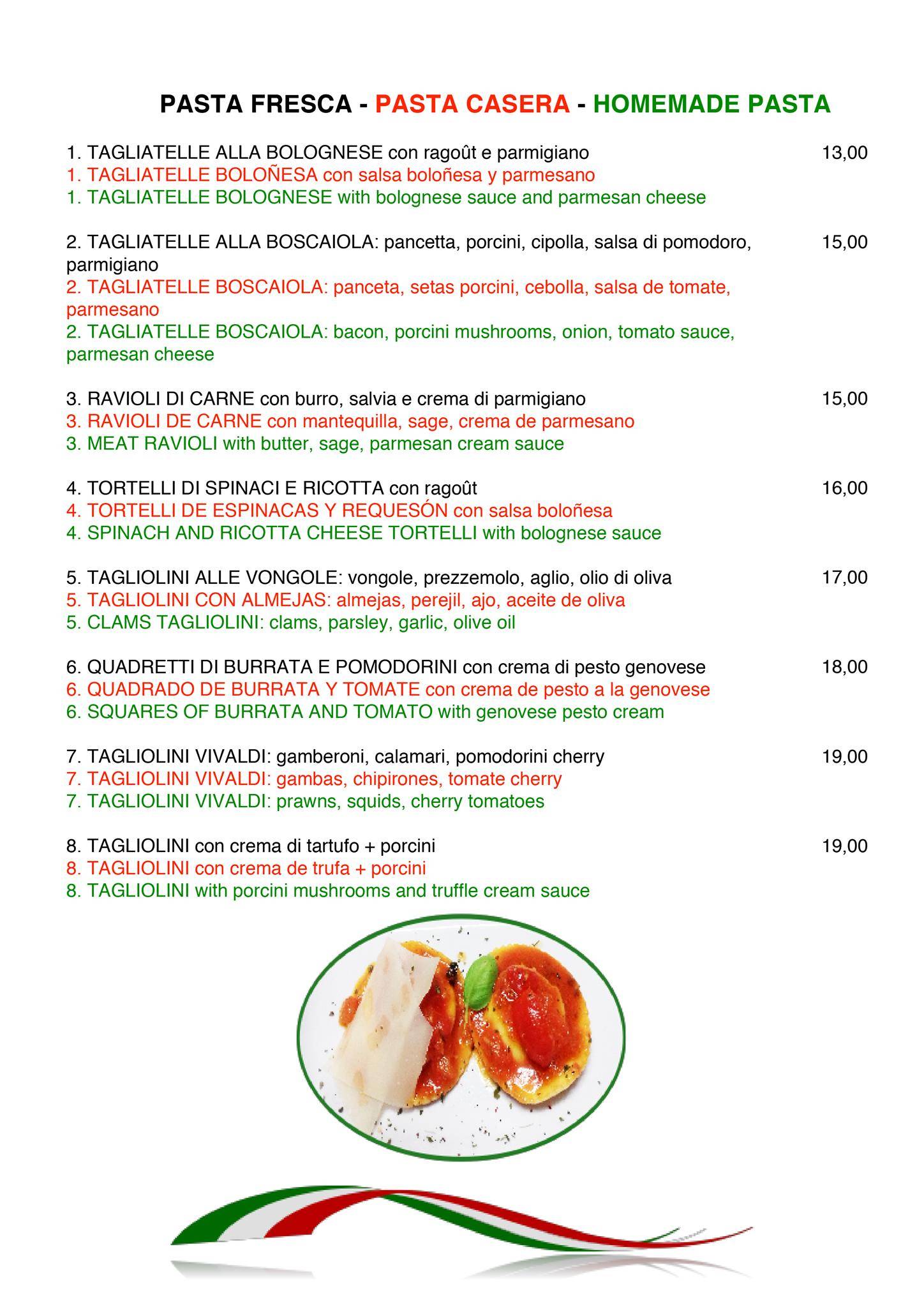 Menu at Pizzeria Ristorante Vivaldi Portals, Portals Nous