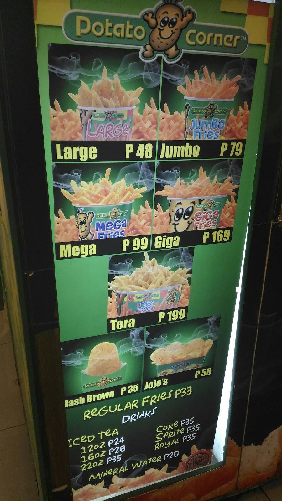 Carta del pub y bar Potato Corner, Dávao, Gaisano Mall