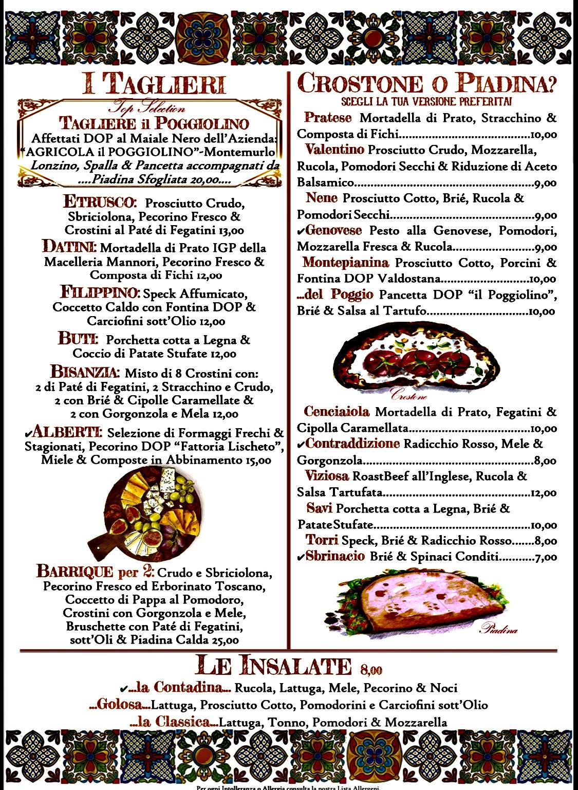Menu da Le Barrique Wine Bar, Prato