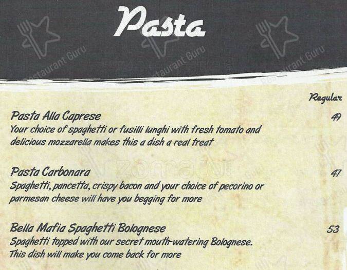 Menu au Bella Mafia Italian Cafe, Pretoria, Eco Boulevard Centre