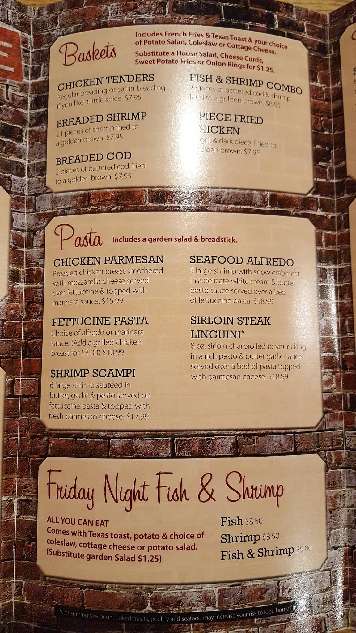 Menu at PrimeTime pub & bar, Guthrie Center