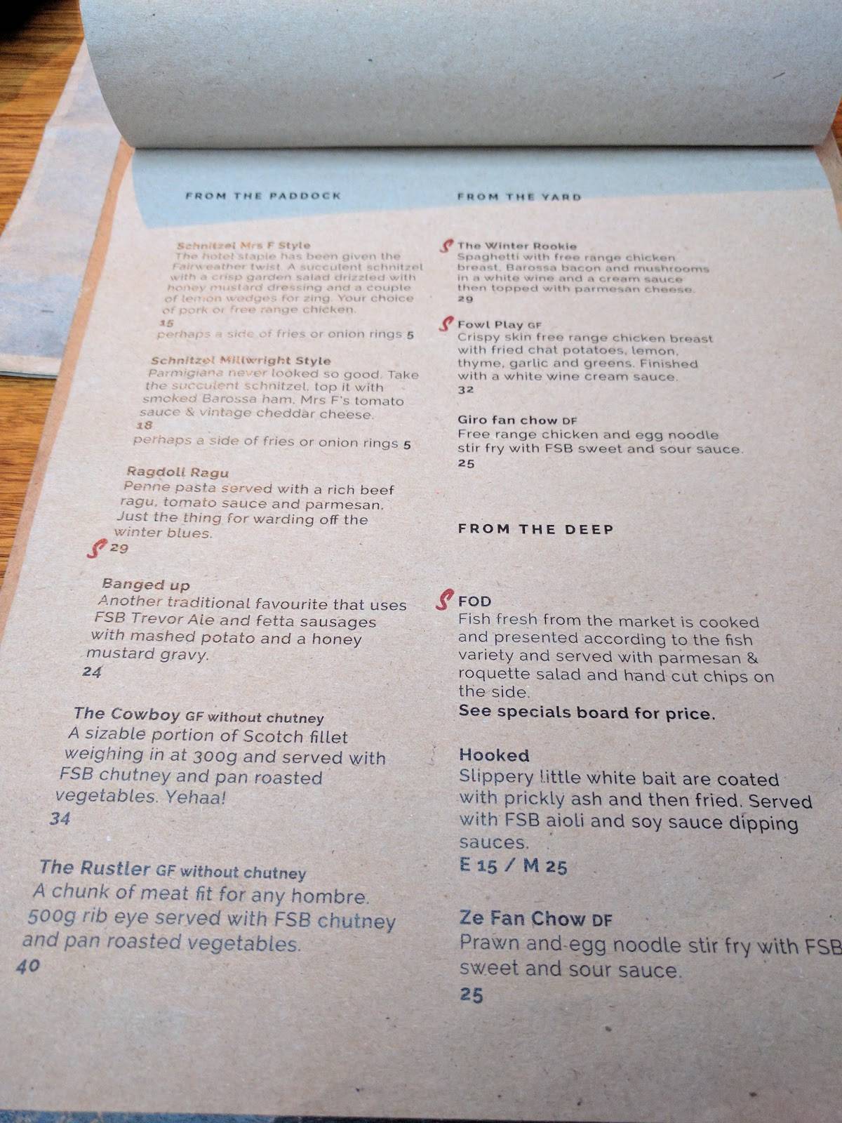 Menu at Prince Albert Hotel pub & bar, Gawler