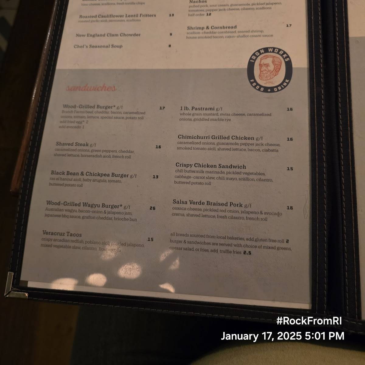 Menu at Iron Works pub & bar, Warwick