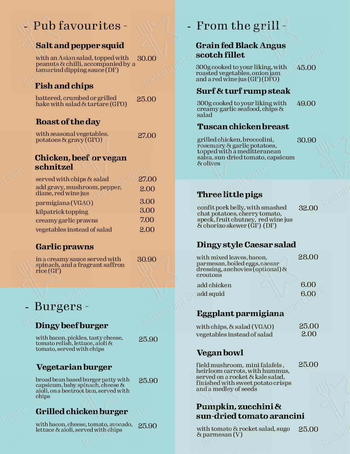 Menu at Aldinga Hotel pub & bar, Aldinga