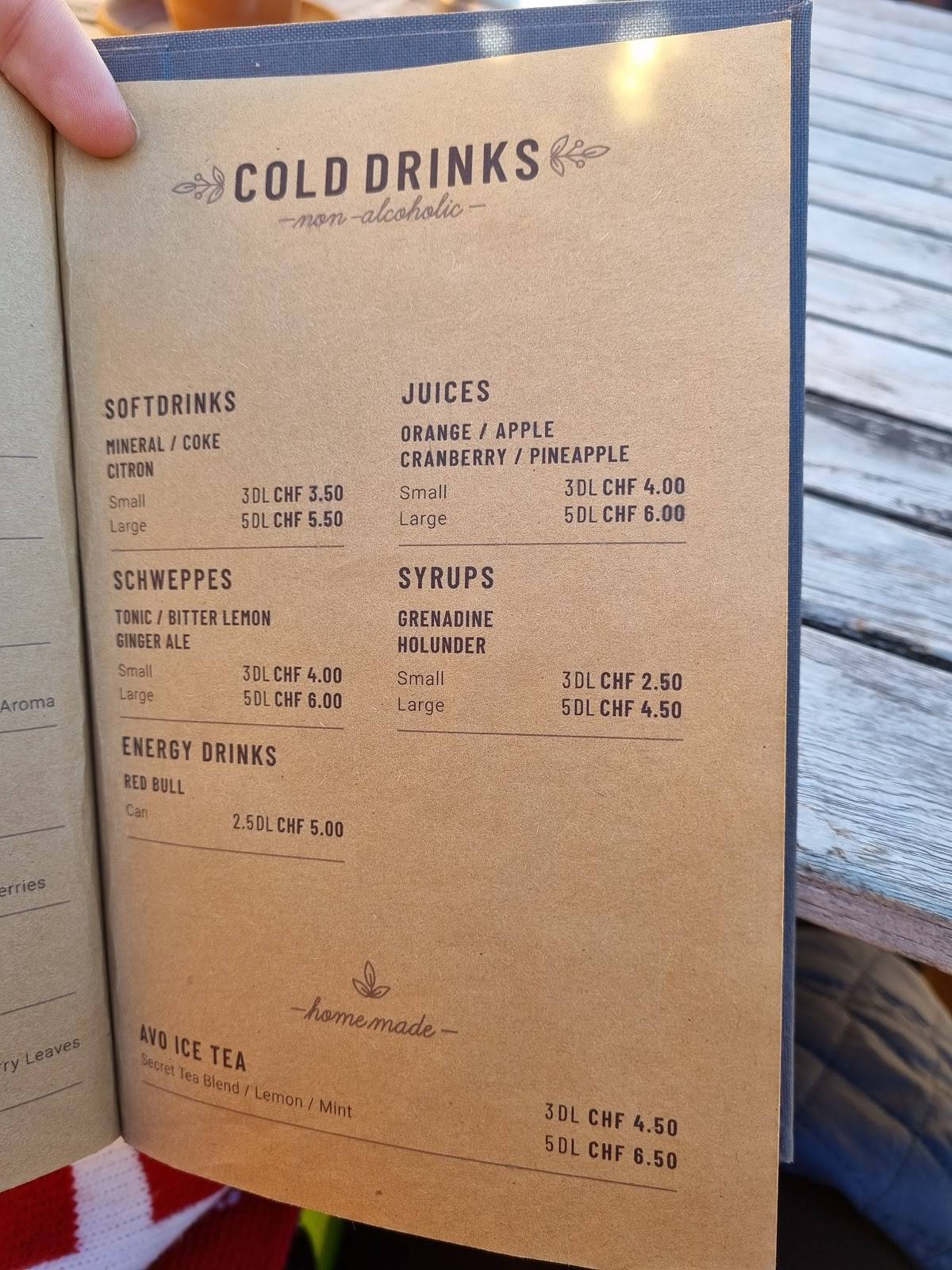 Menu at Avocado Bar Grindelwald, Grindelwald