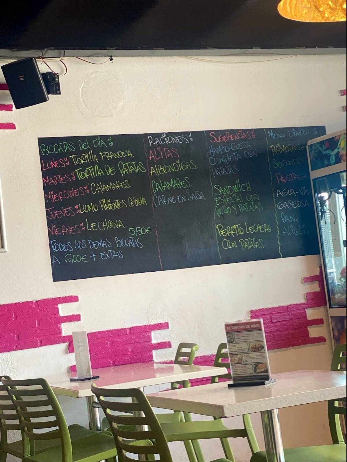 Carta de Bar El Rincón de Mari, Palma de Mallorca