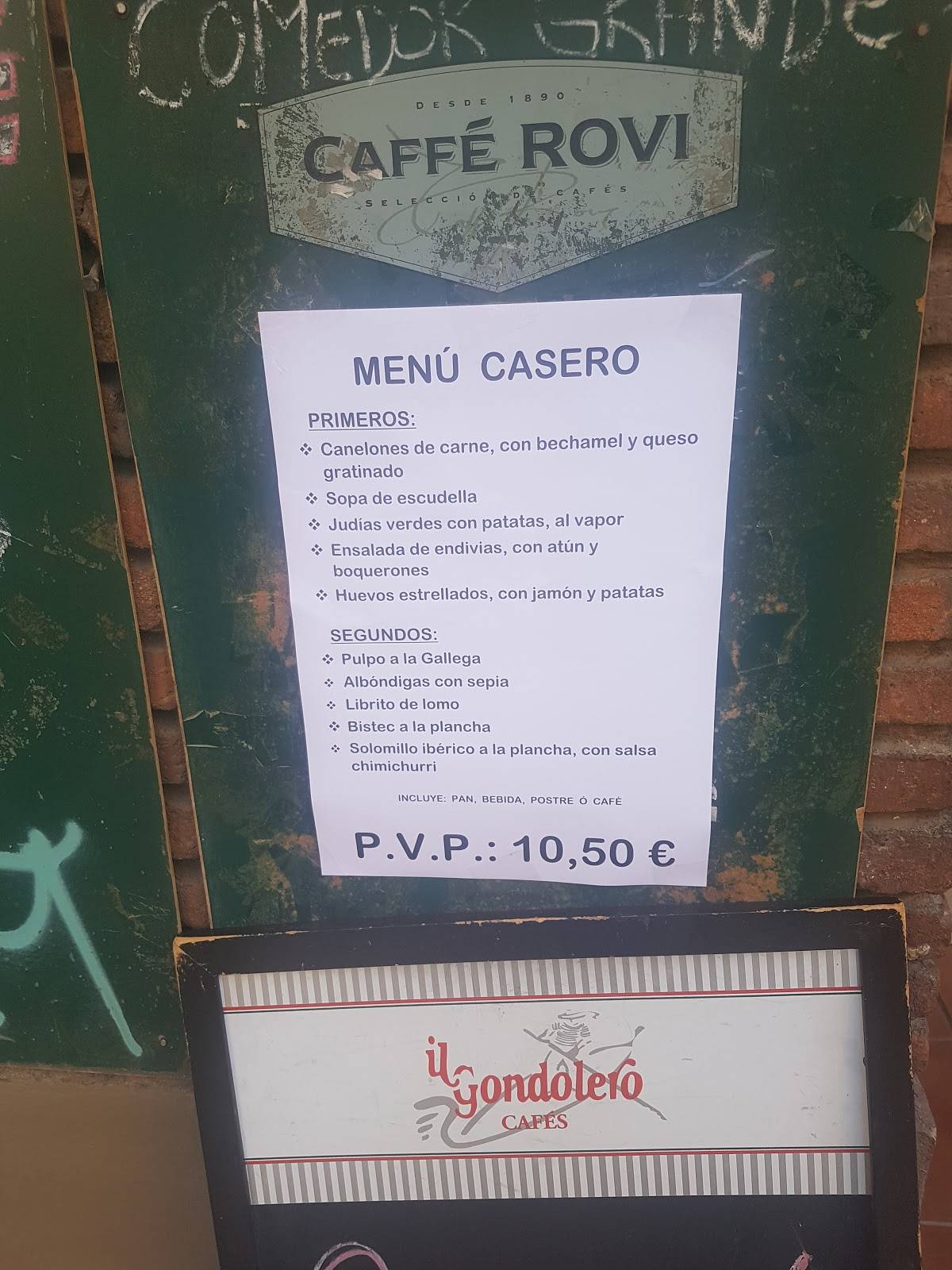 Menu at Bar Los Pinchitos, Barcelona