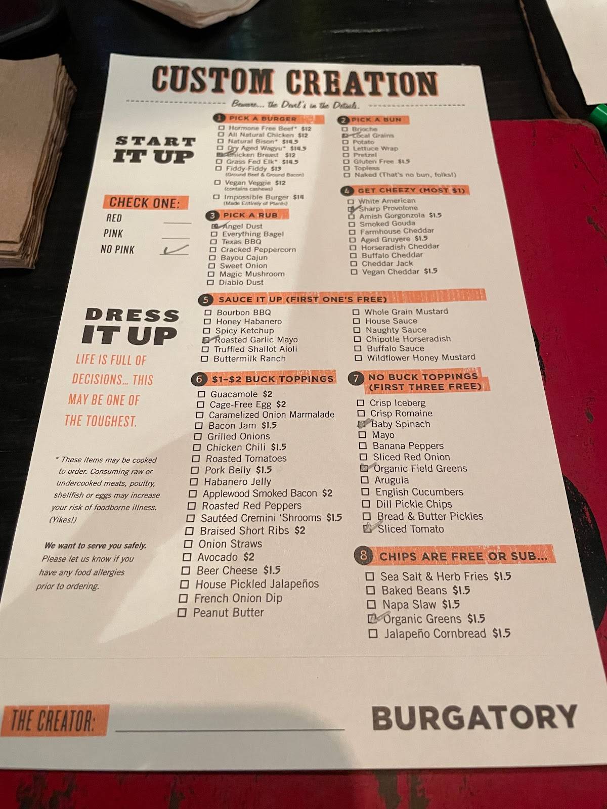 Menu at Burgatory pub & bar, Robinson Township