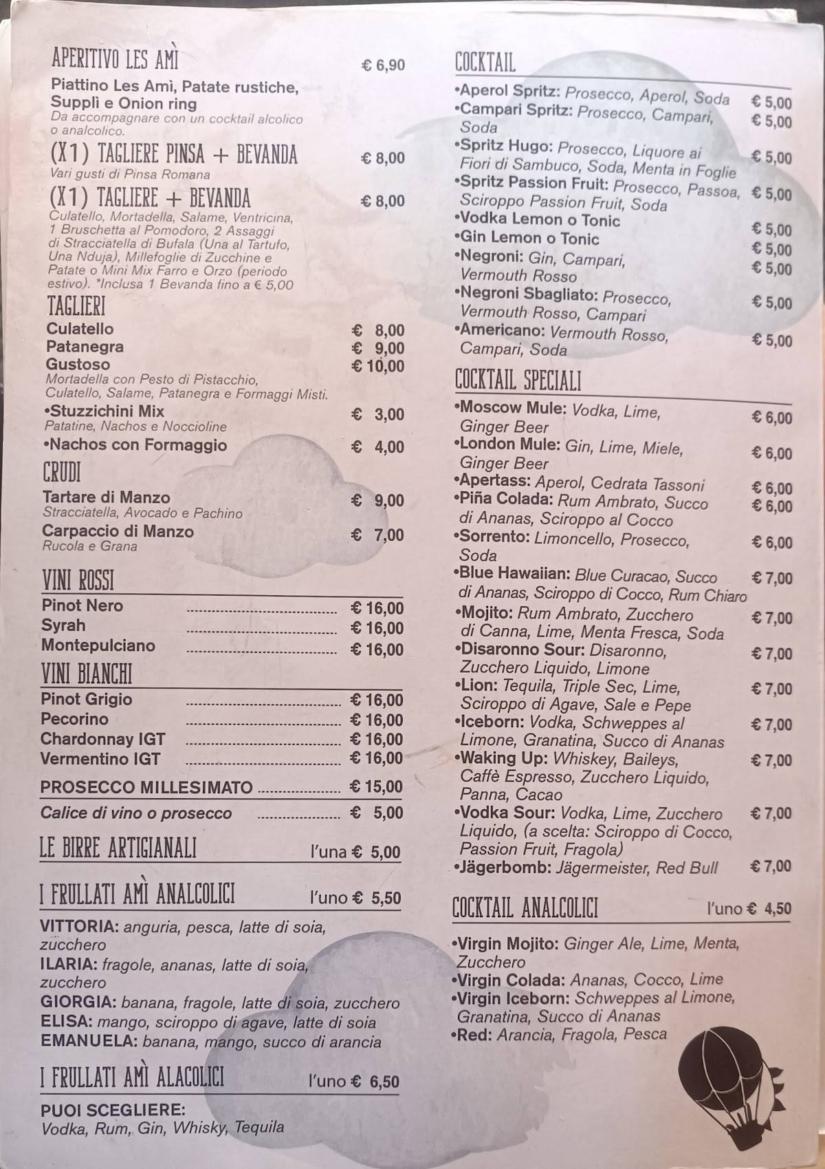 Menu da Café les Amì- Caffe e Cucina Secondo Natura pub & bar, Roma ...