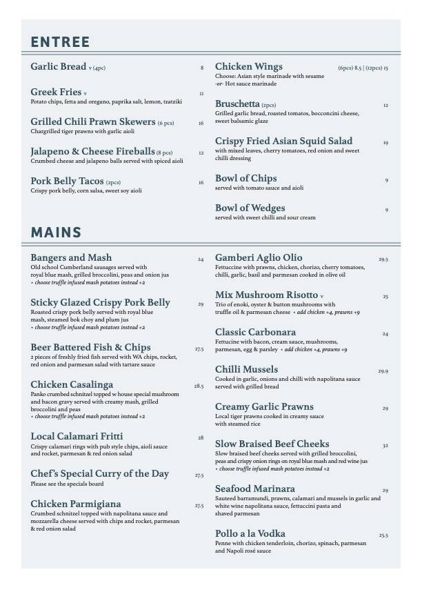 Menu at Carrington's Bar and Grill, Hamilton Hill