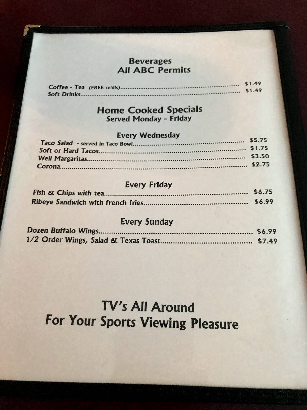 Menu at Chaser's Sports Bar & Grill, Oak Island