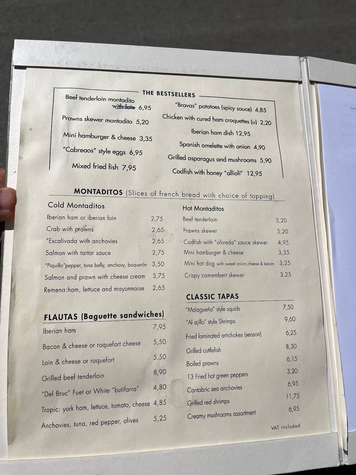 Menu at Ciutat Comtal pub & bar, Barcelona, Rambla de Catalunya