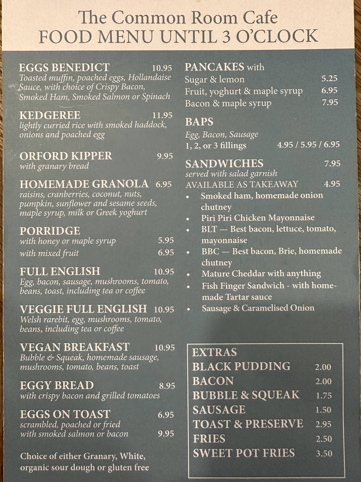 Menu at Common Room Café pub & bar, Framlingham
