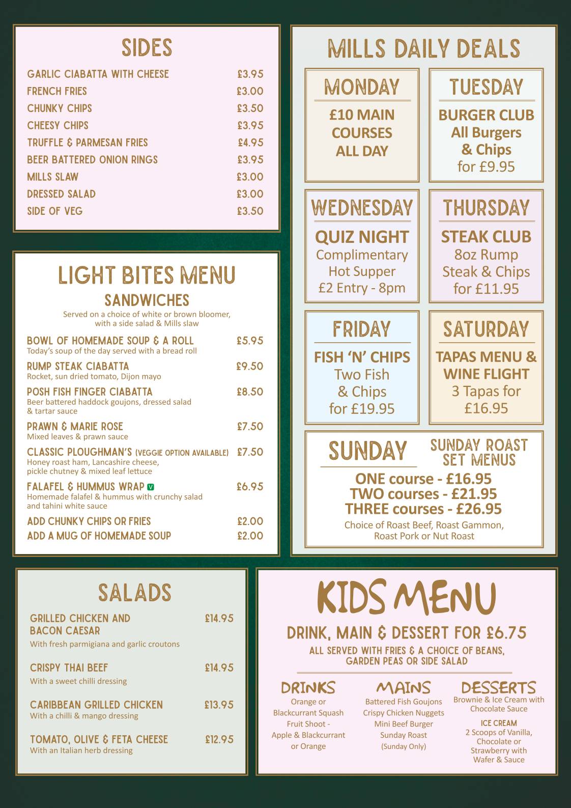 Menu at Euxton Mills pub & bar, Chorley, Wigan Rd