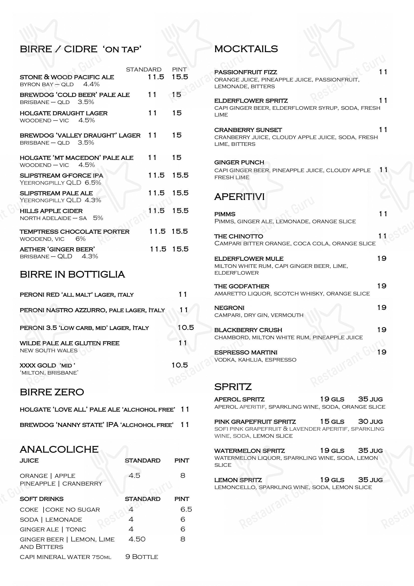 Menu at Factory 51 pub & bar, Coorparoo
