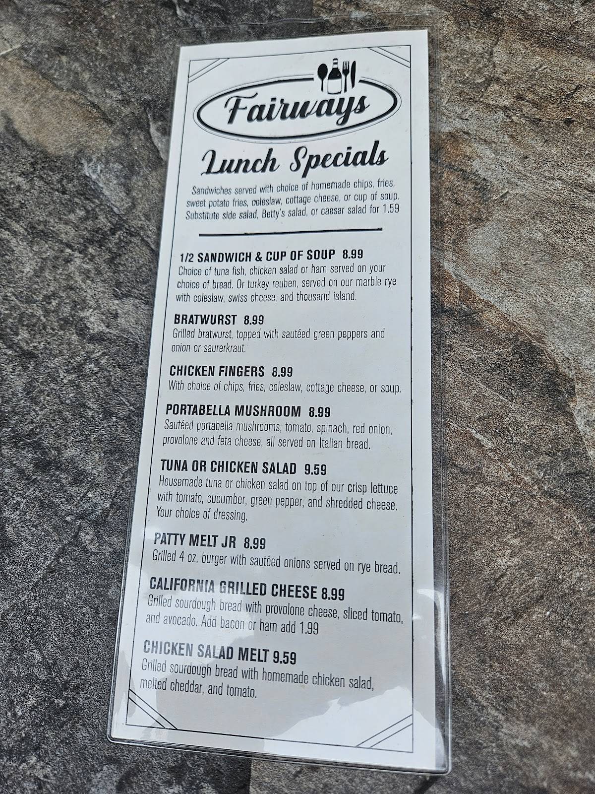 Menu at Fairways Bar & Grill, Toledo