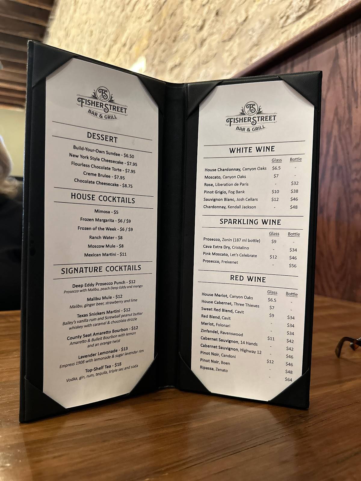 Menu at Fisher Street Bar and Grill, Goldthwaite