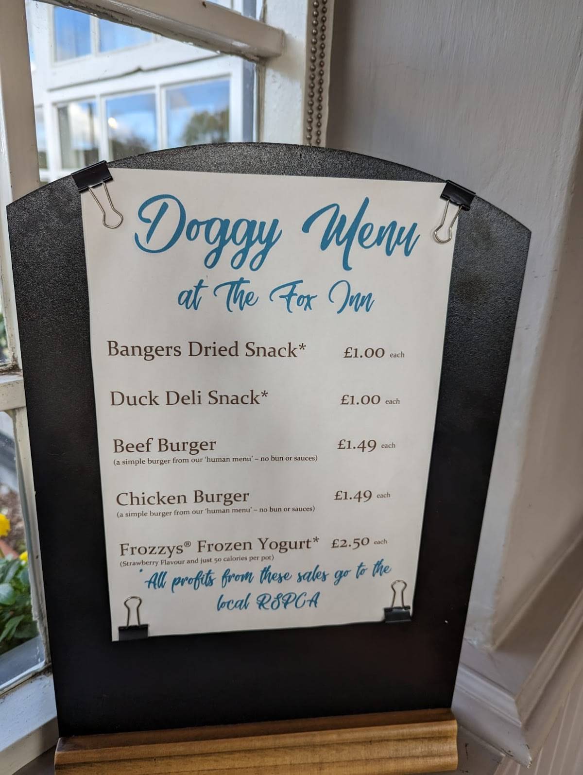 Menu at Fox Inn pub & bar, Tamworth, Lichfield Rd