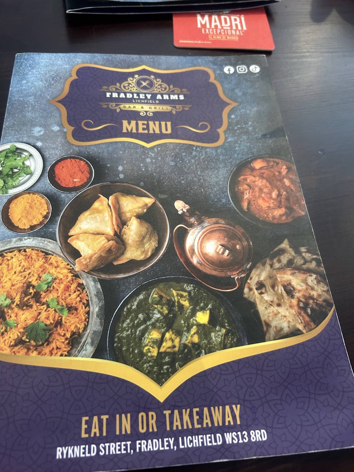 Menu at Fradley Arms pub & bar, Lichfield