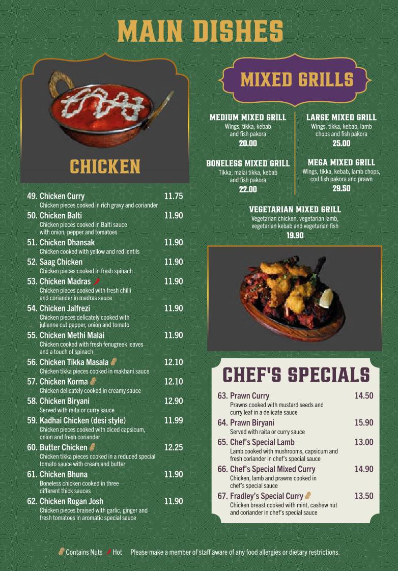 Menu at Fradley Arms pub & bar, Lichfield