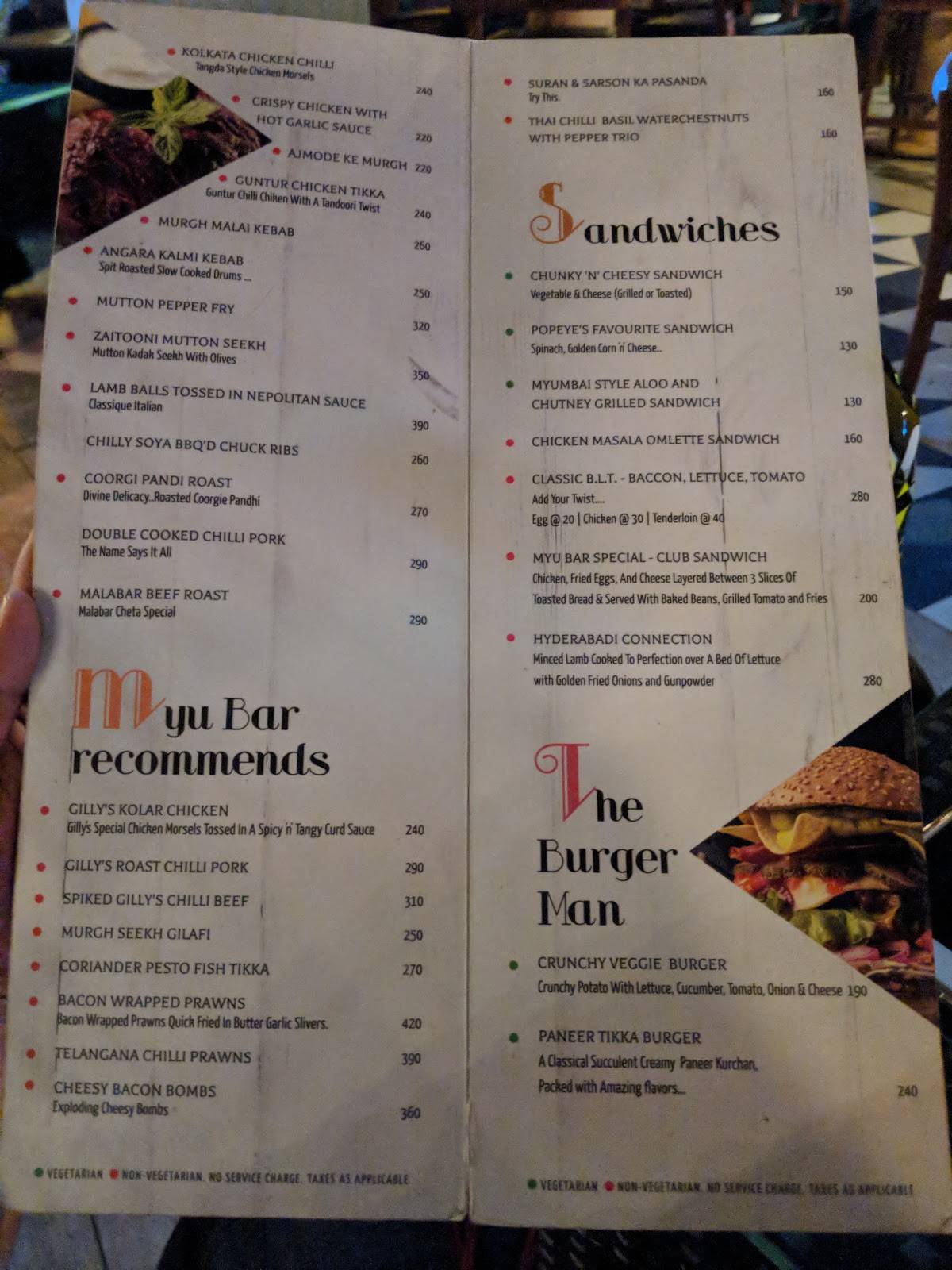 Menu at The Terrace at Gilly's Redefined, Bengaluru