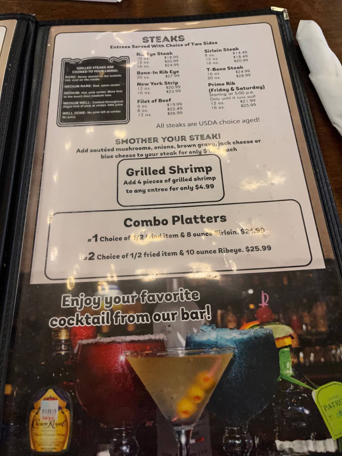 Menu at Heitmiller Steakhouse, Lacy Lakeview, I 35 N Frontage Rd