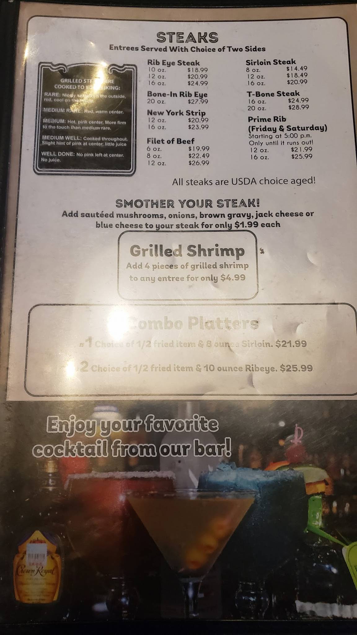 Menu at Heitmiller Steakhouse, Lacy Lakeview, I 35 N Frontage Rd