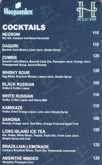 Menu at Holic Bar, Quezon City, Open Kitchen Food Park