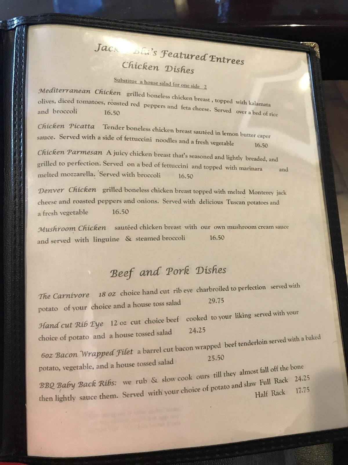 Menu at Jackie Blu's pub & bar, Bryan, 201 W Butler St