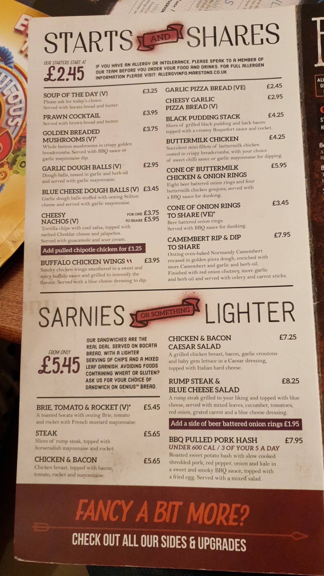 Menu at Jenny Burn pub & bar, Glasgow, 8 Clyde Gateway