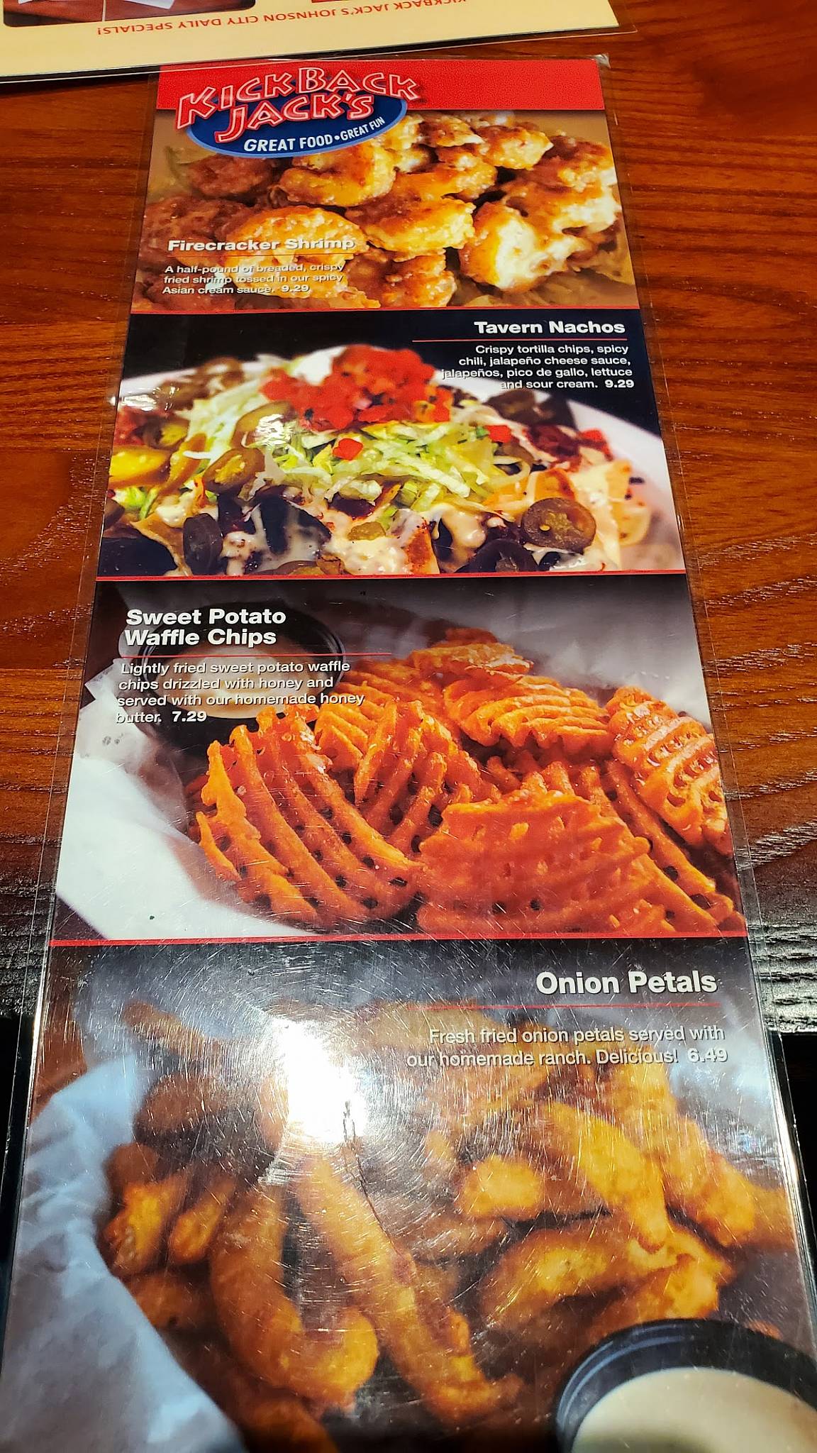 Menu at Kickback Jack's Johnson City pub & bar, Johnson City