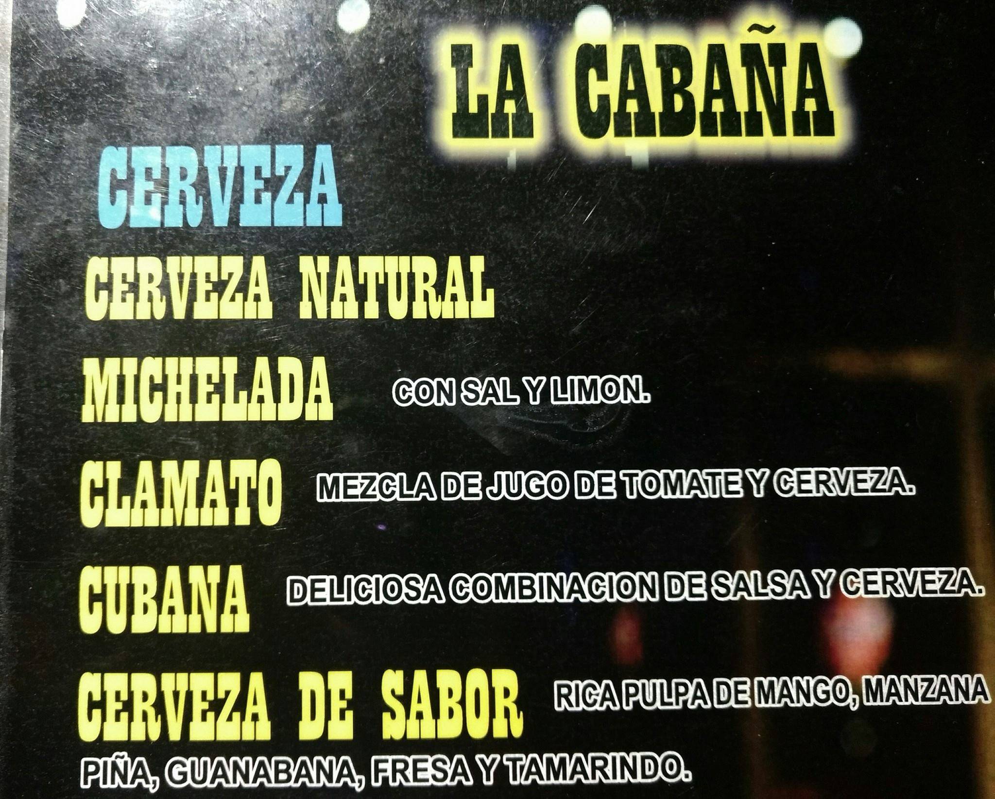 Menu at LA CABAÑA SNACK'S pub & bar, Mexico City, C. José Rivera 8