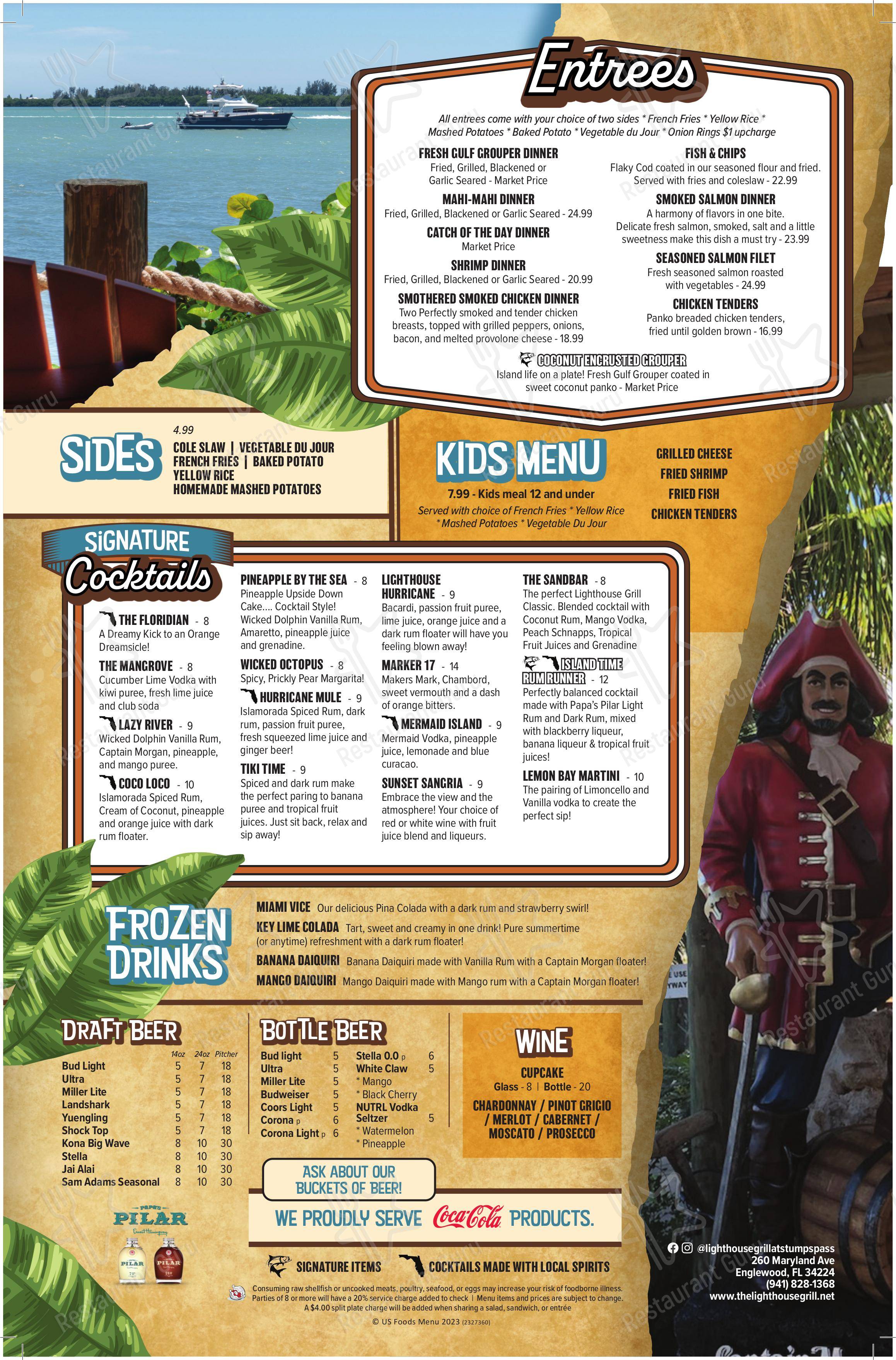 Menu at Lighthouse Grill and Tiki Bar, Englewood