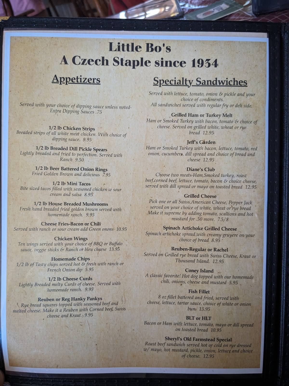 Menu at Little Bohemia pub & bar, Cedar Rapids