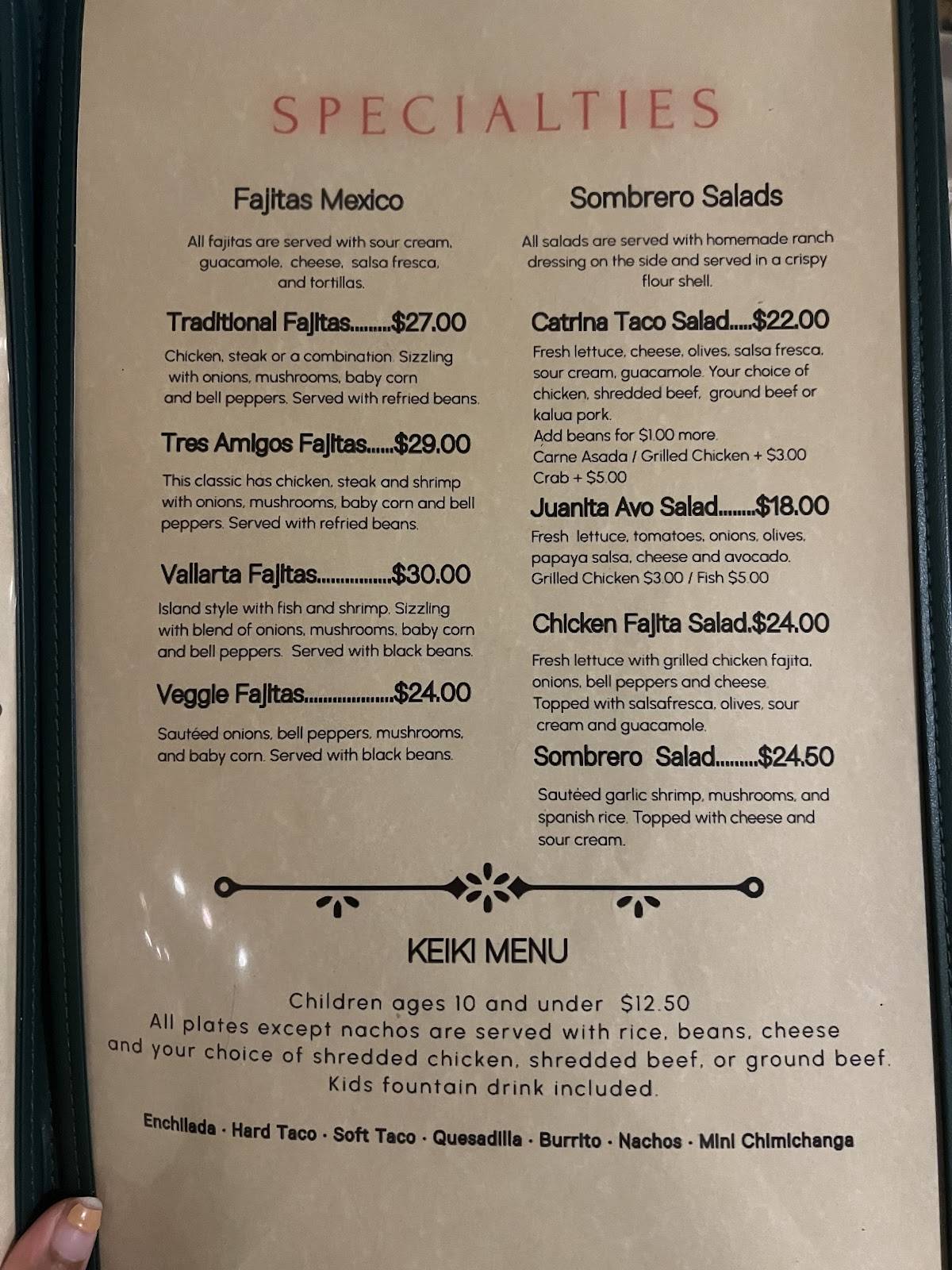 Menu at Mexico Lindo pub & bar, Kailua