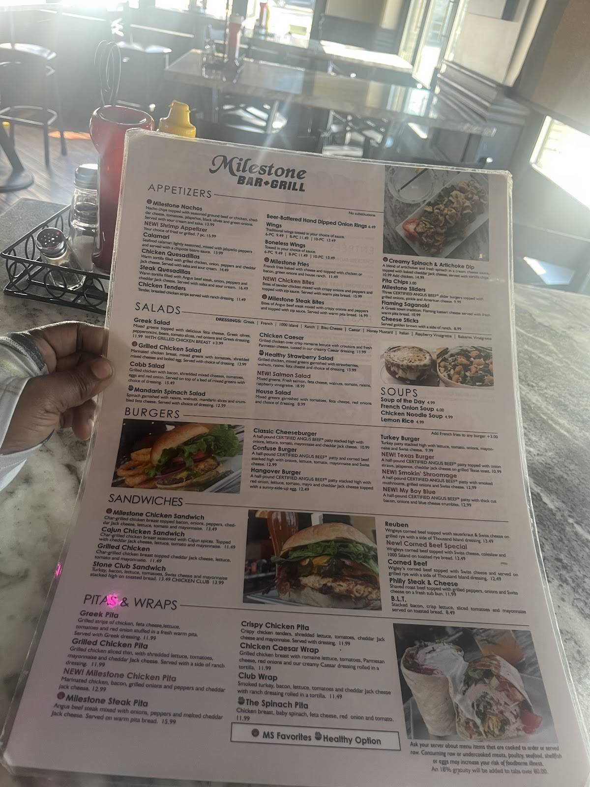 Menu at Milestone Grill pub & bar, Eastpointe