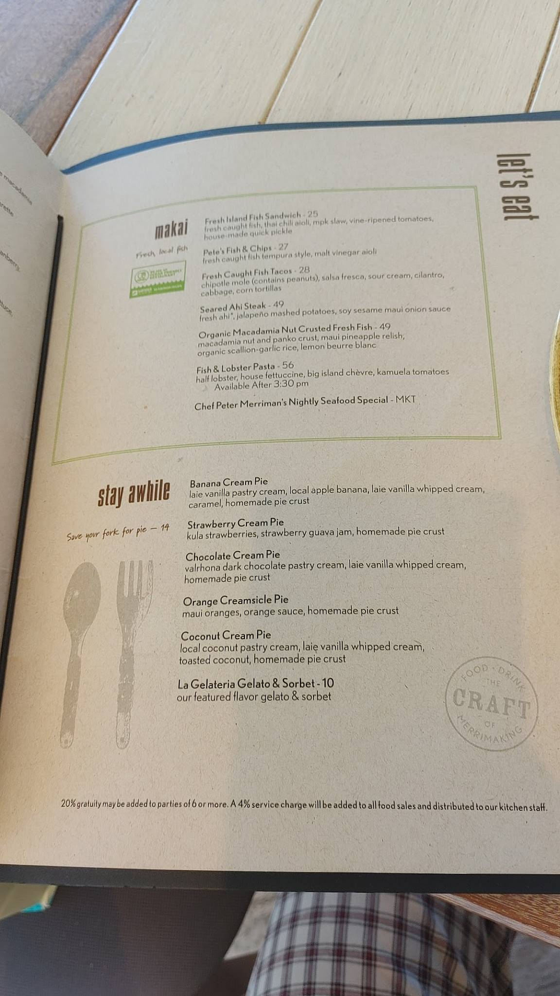 Menu at Monkeypod Kitchen - Waikiki pub & bar, Honolulu